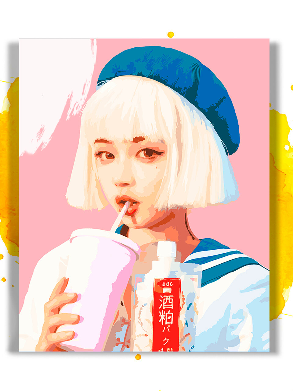Картина по номерам на холсте Japanese girl Pink, 30 х 40 см