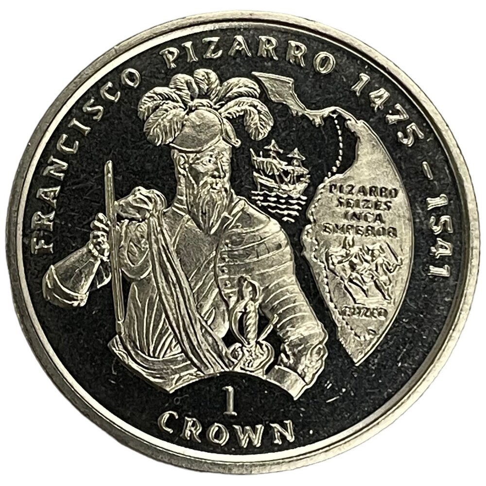 Остров Мэн 1 крона 2000 г. (Мореплаватели - Франсиско Писарро) (CN)