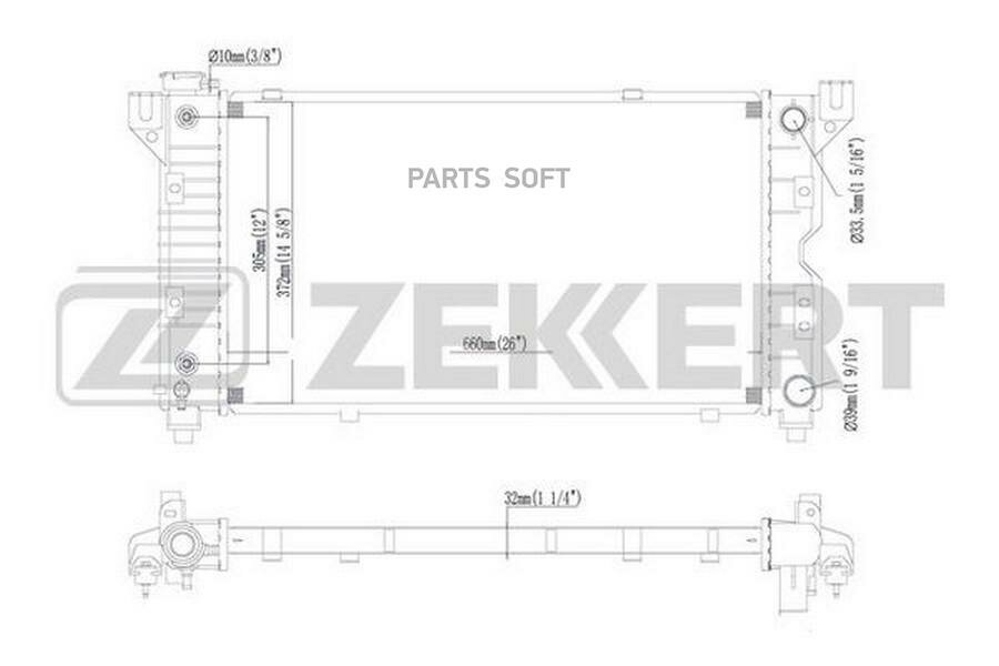 ZEKKERT MK-1078 Радиатор охлаждения двигателя Chrysler Voyager III 95- Dodge Caravan III 97- ()