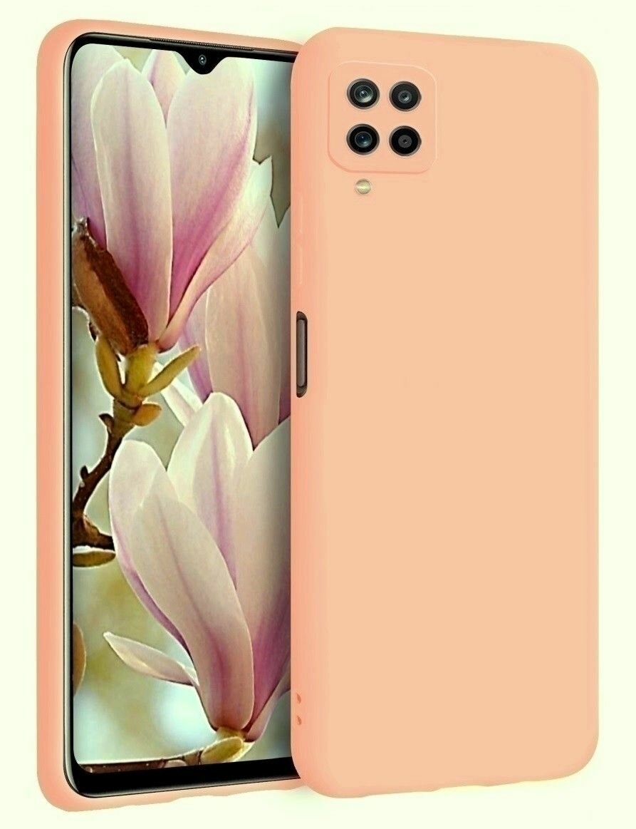 Чехол на Samsung Galaxy A12 / M12 силиконовый Silicone Cover пудровый
