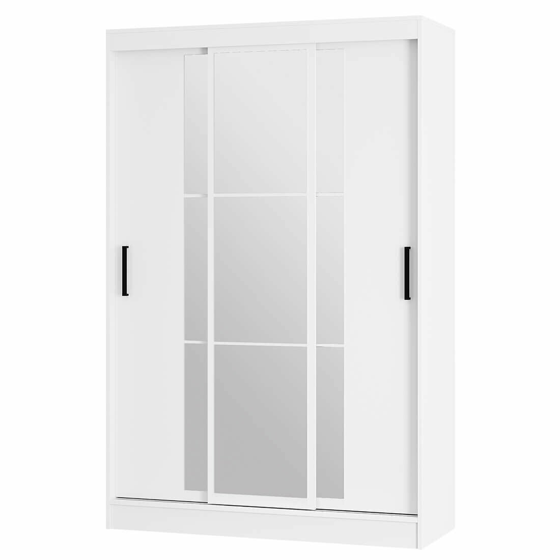 Шкаф-купе ШКК-03 «Тайм» с зеркалом, раздвижной, ЛДСП (Белый) 131х50х200