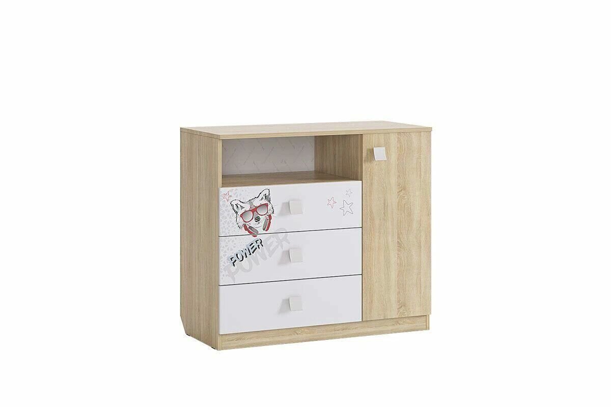 Комод для одежды «Энерджи», 3 ящика, дуб сонома/белый (900х420х820)