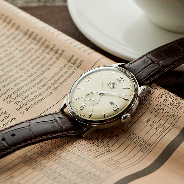 Наручные часы ORIENT Automatic, серебряный, бежевый, коричневый — фото 1
