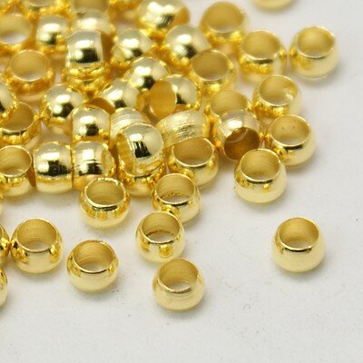 Кримпы, 2.5х2мм, базовый материал - латунь, золотистого цвета, 5 грамм