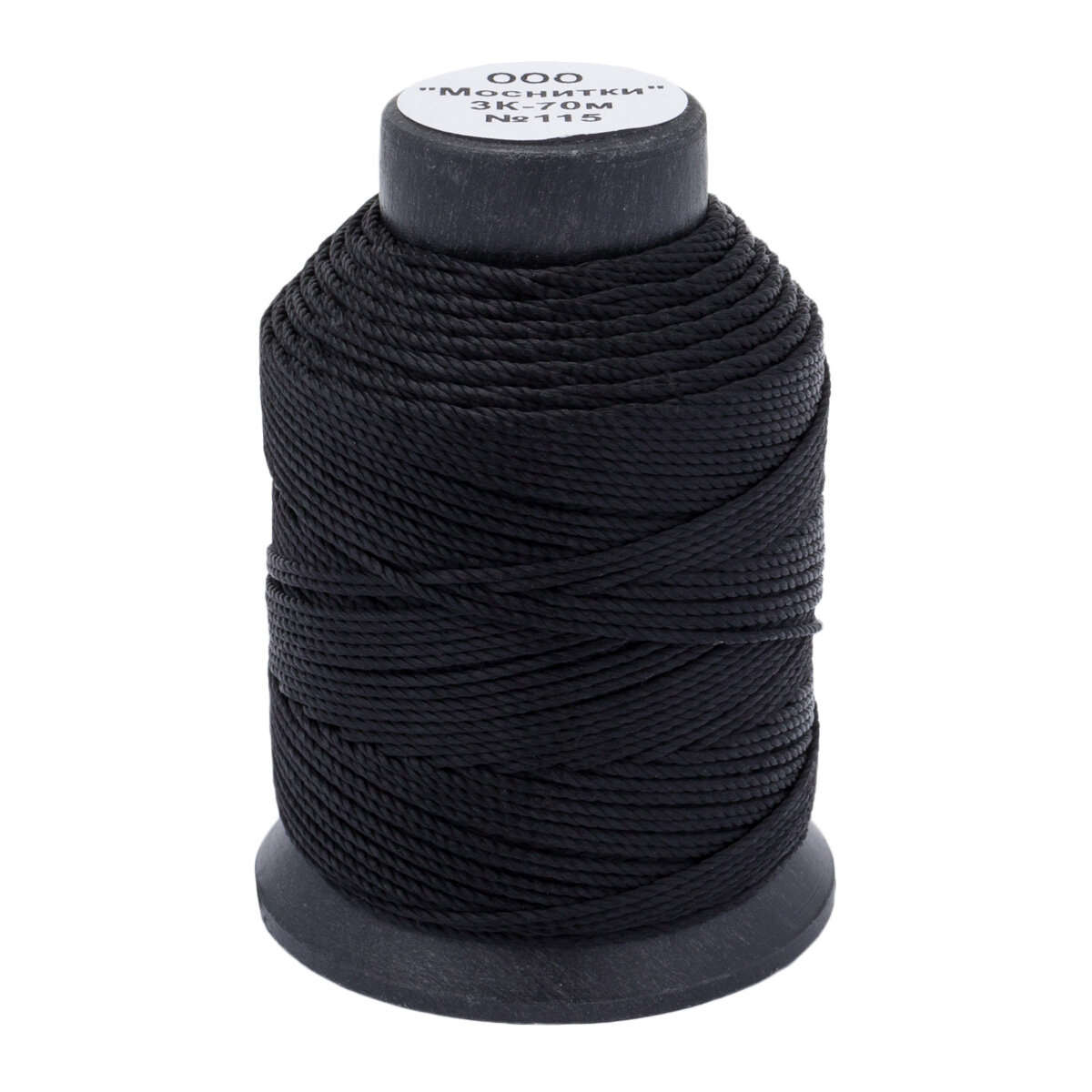 Нитки прочные толстые для шитья 3К, 70 м, черный, капрон, Моснитка, 9 шт