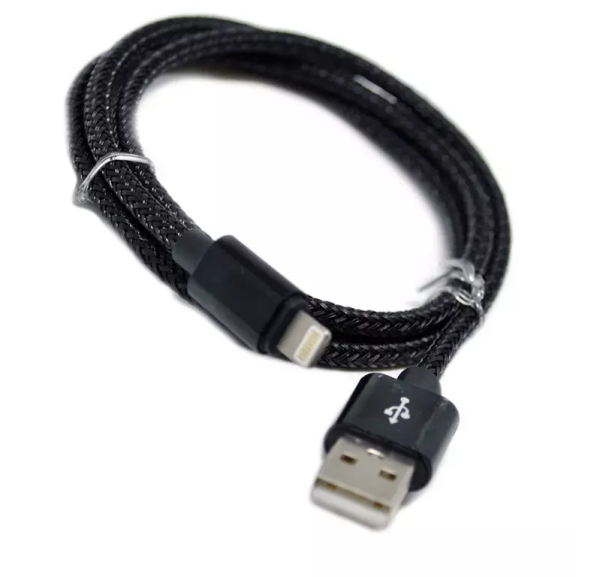Кабель USB - Lightning магнитный/плетеный с подсветкой 1м Черный