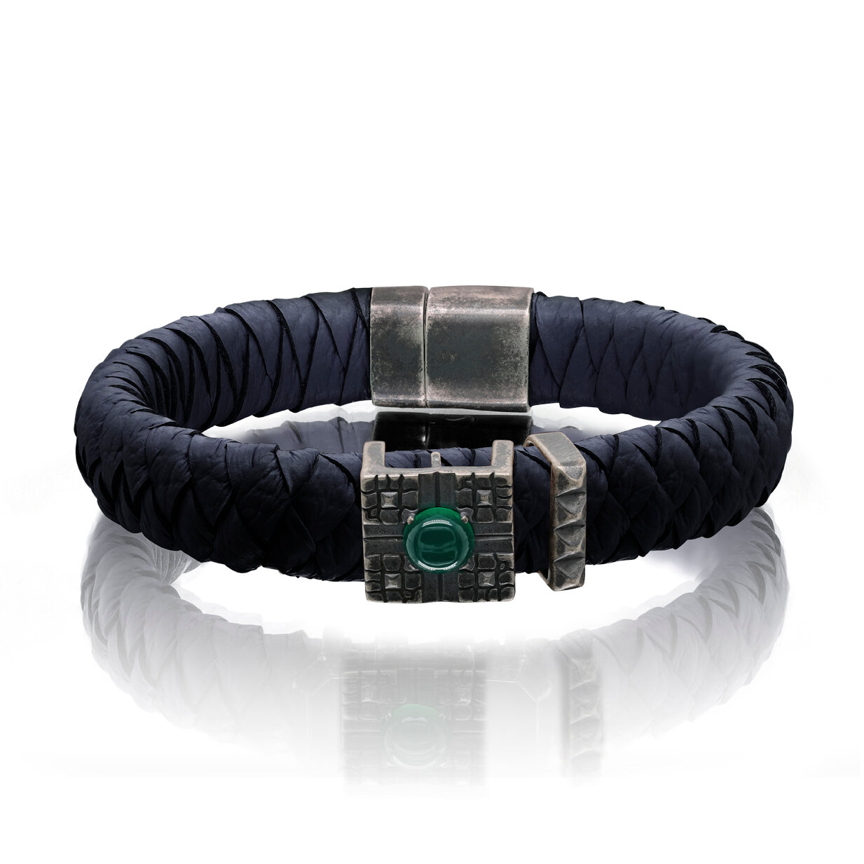 Браслет-цепочка, серебро, 925 проба, родирование, оникс