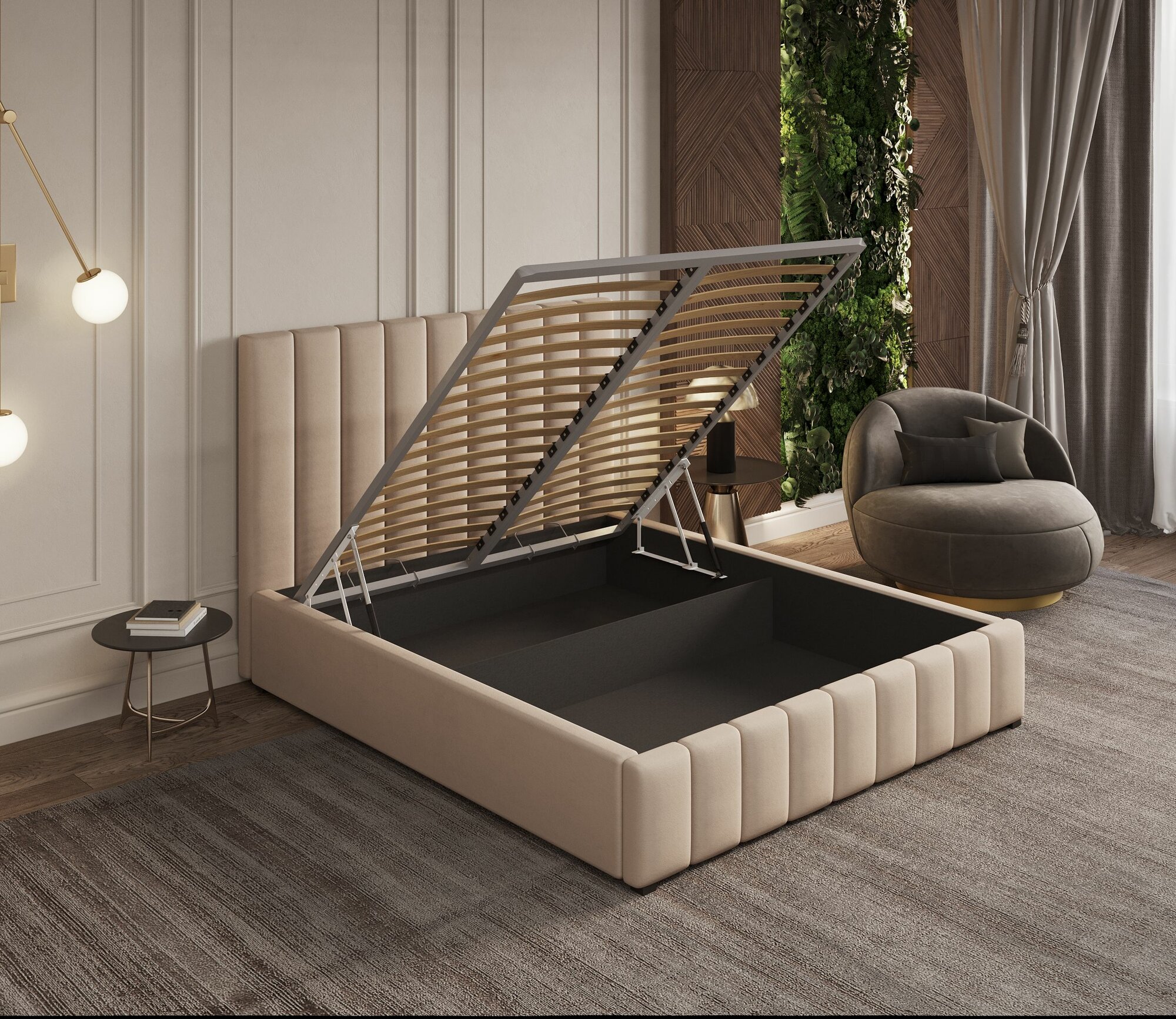 Кровать 90х200 с подъёмным механизмом, мягким изголовьем, ортопедическое основание