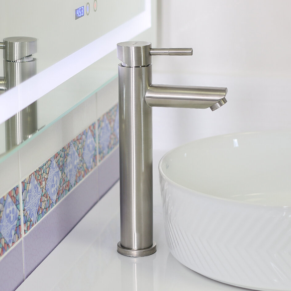 Смеситель для накладной раковины MELANA Tondo (610102) нержавеющая сталь