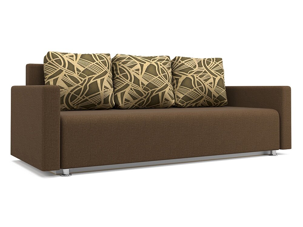 Прямой диван Олимп Коричневый 2 Рогожка, еврокнижка, 210х84х84 см, с ящиком для белья