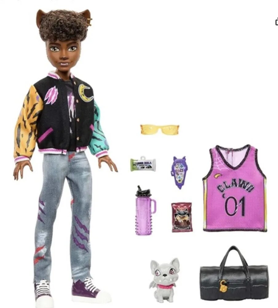 Monster High Doll, Clawd Wolf Doll With Pet And Accessories - Кукла Монстер Хай Клоуд Вульф, с домашним животным и аксессуарами HNF65