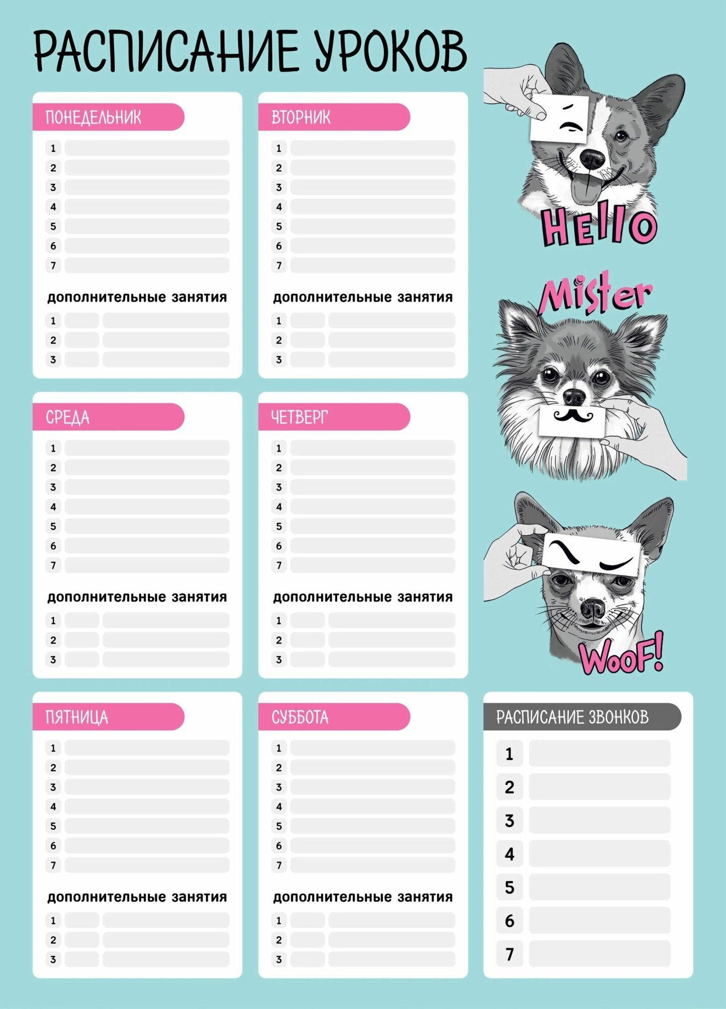 Расписание уроков "зоо"