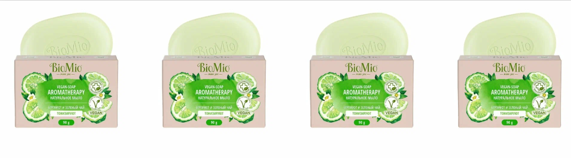 Натуральное мыло BioMio Bio-Soap, бергамот и зеленый чай, 90 гр, 4 шт