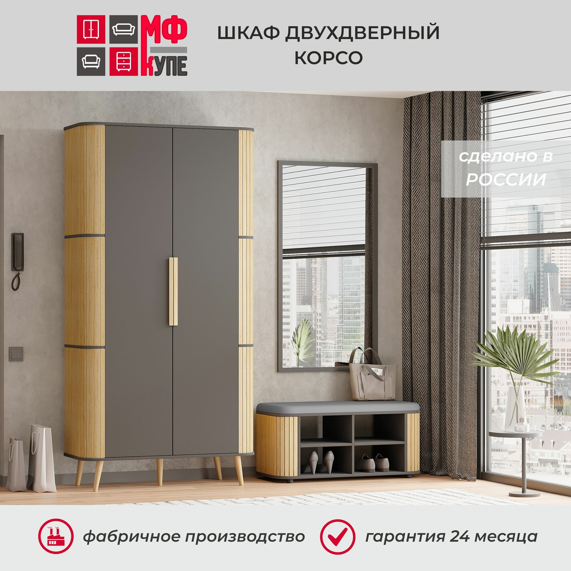 Шкаф для одежды Корсо 2 графит