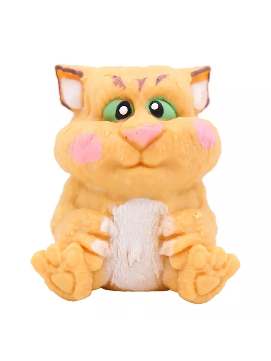 Игрушка-тянучка вывернушка Flipsers "Кот Ирис", резина, желто-зеленая, 8 см, 130 гр — фото 1