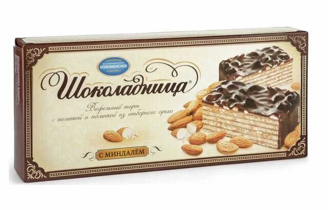 Коломенский Торт вафельный Шоколадница С Миндалем, 230 г