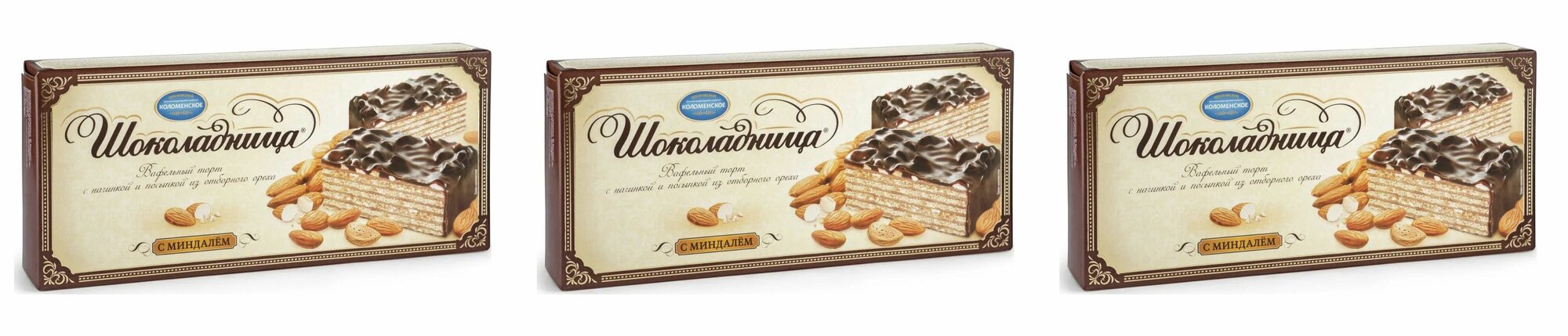 Коломенский Торт вафельный Шоколадница С Миндалем, 230 г, 3 шт