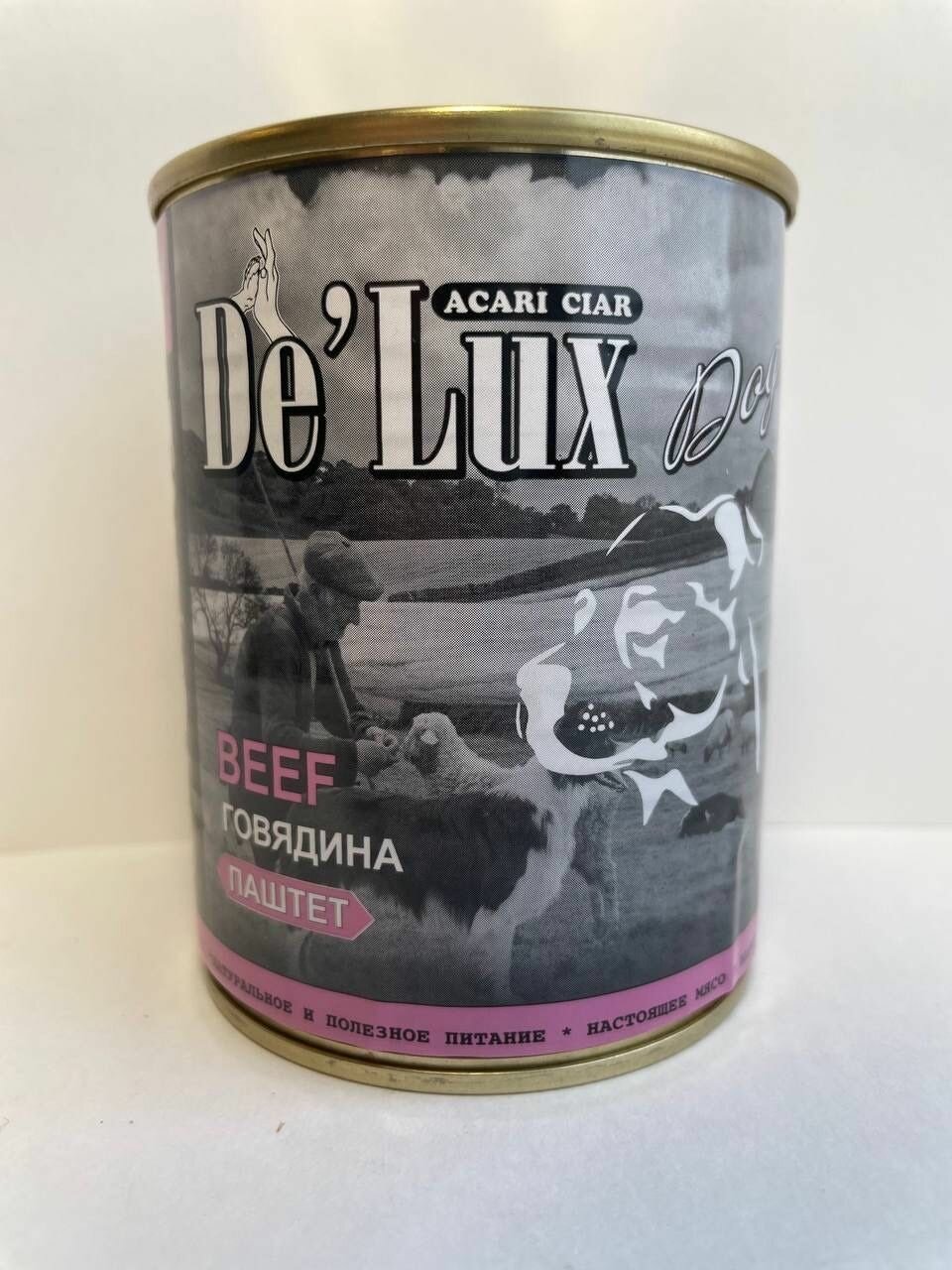 Acari Ciar De Lux линейка, консервы мясные для собак говядина паштет SUPER PREMIUM QUALITY 0,4 кг