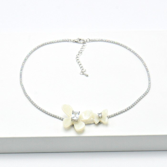 Колье Silver WINGS, перламутр, фианит