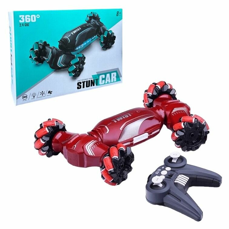 HD5077 Машинка перевертыш на пульте управления; игрушка Вездеход на радиоуправлении для мальчиков ; со светом красный