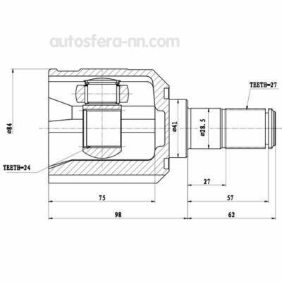 ZIKMAR Z87804R Шрус внутренний kia sportage (04--10), - l