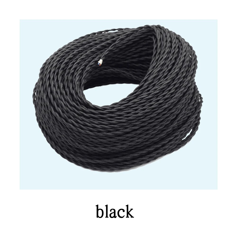 Винтажный тканевый электрический провод 2x0.75мм² белый, 1m