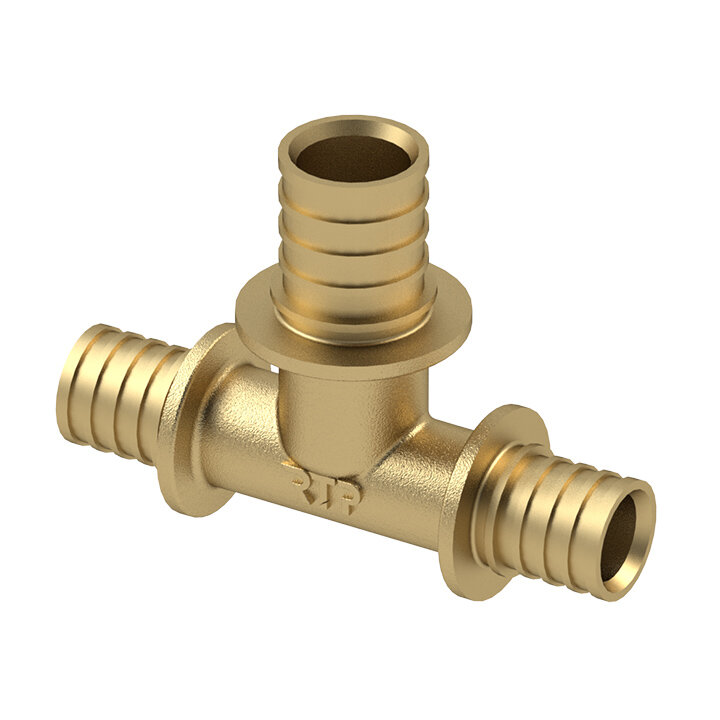 Тройник аксиальный переходной 16х20х16 мм, латунный, РТП | 28332