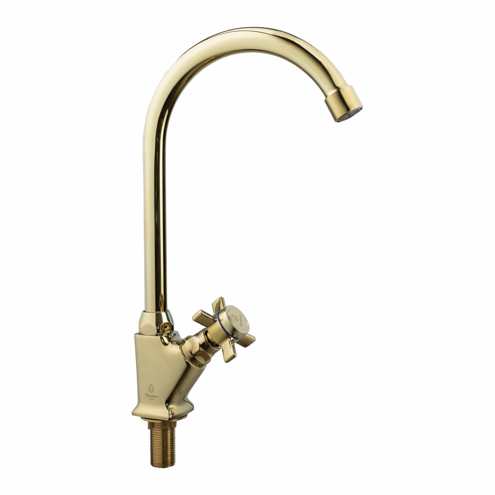 Кран для холодной воды с вентильной ручкой, золото