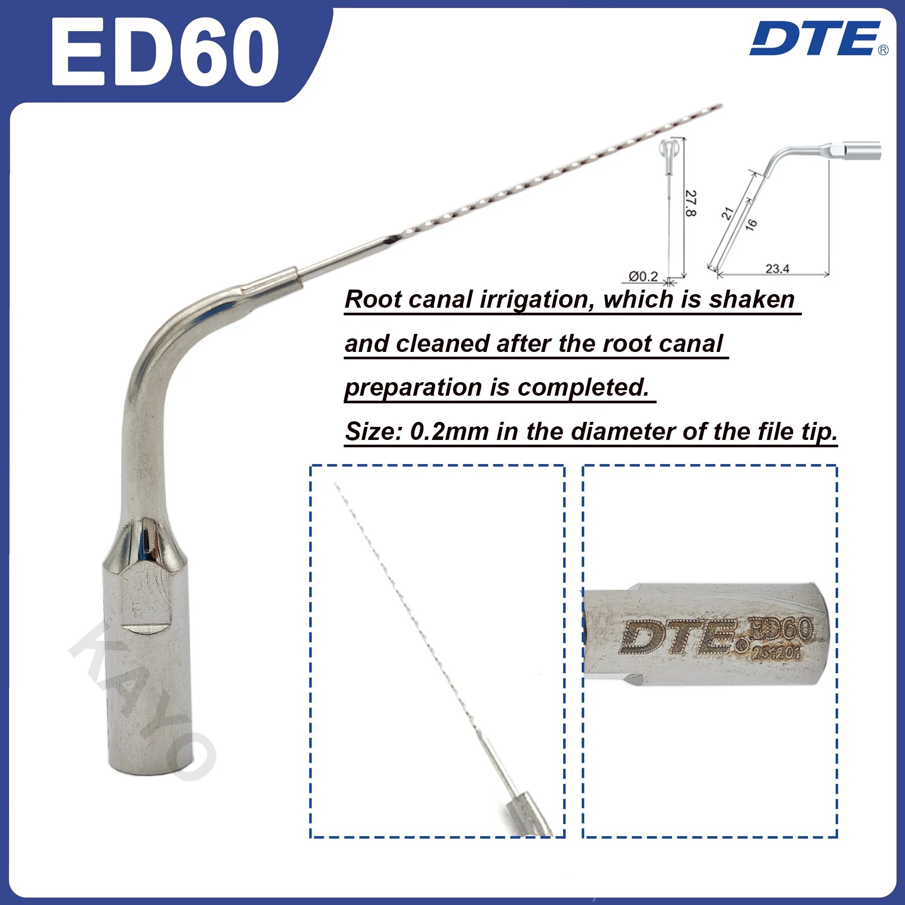 Наконечники для скалера Woodpecker DTE 0.15/0.2/0.3 мм ED60