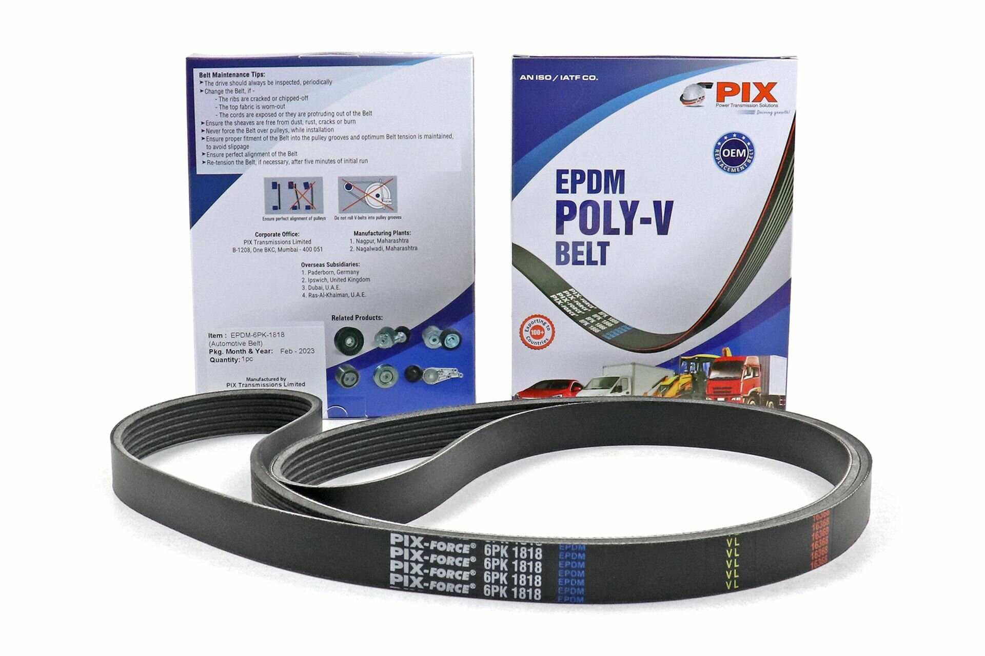 Ремень поликлиновый Ford Escort, Fiesta, Scorpio, Sierra, Mondeo II, Renault Logan (6PK-1818)