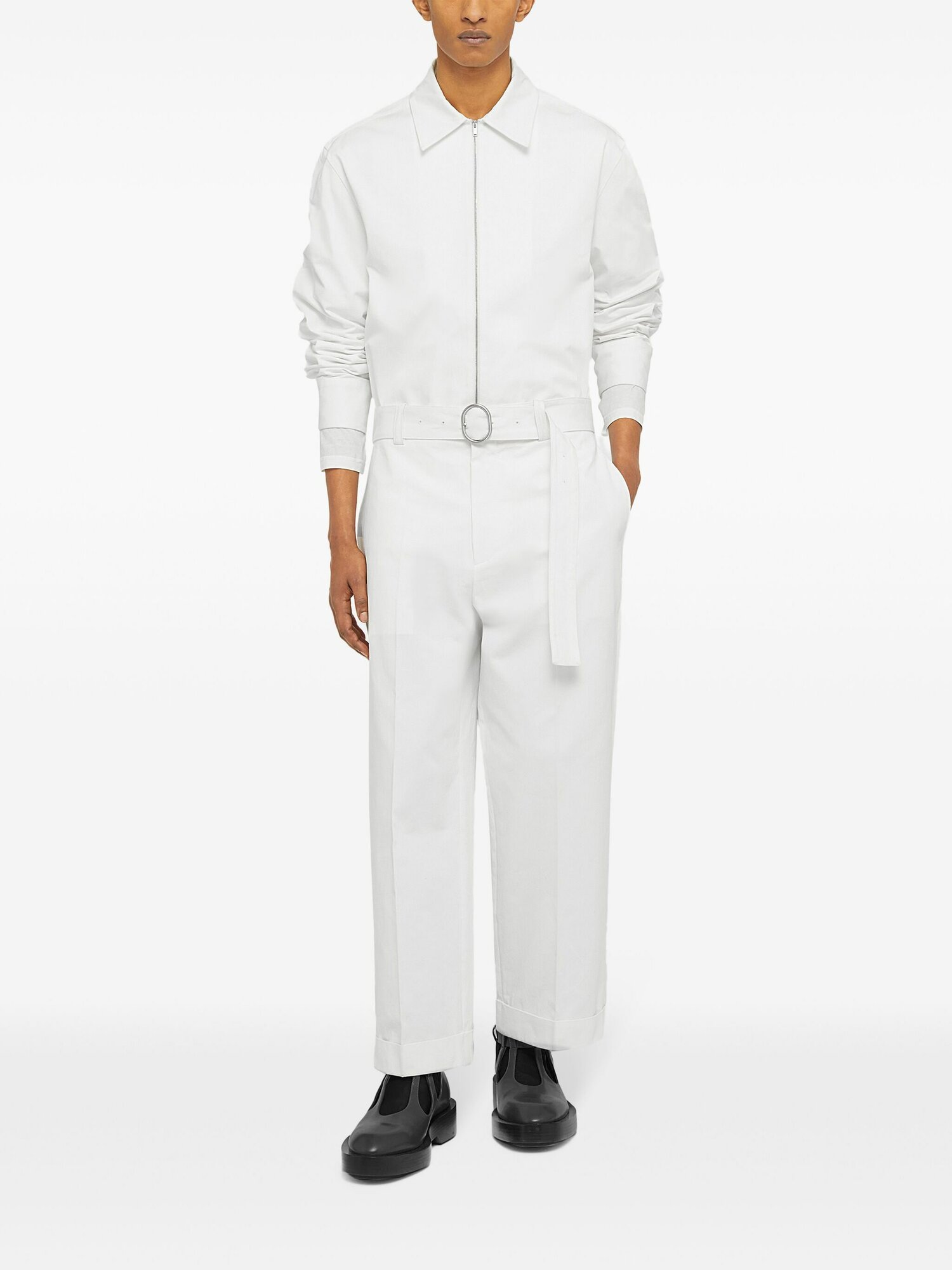 Рубашка Jil Sander, размер 48, бежевый/белый — фото 1