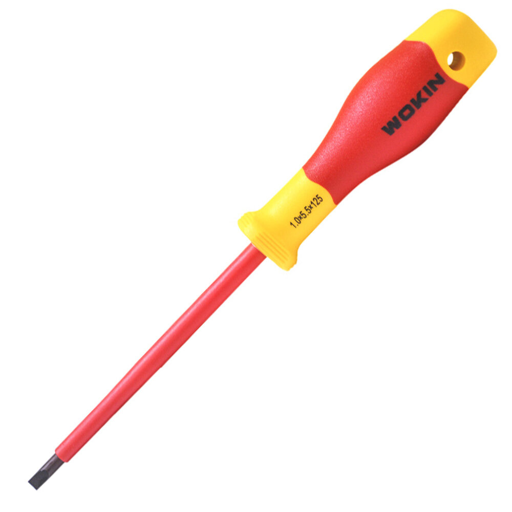 Диэлектрическая отвертка шлицевая WOKIN, 1x5.5x125 мм (561555)