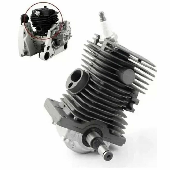 Двигатель для бензопилы штиль / STIHL MS180 (в сборе) Поршневая группа + Коленвал + Свеча + Поддон для бензопилы 180 STIHL