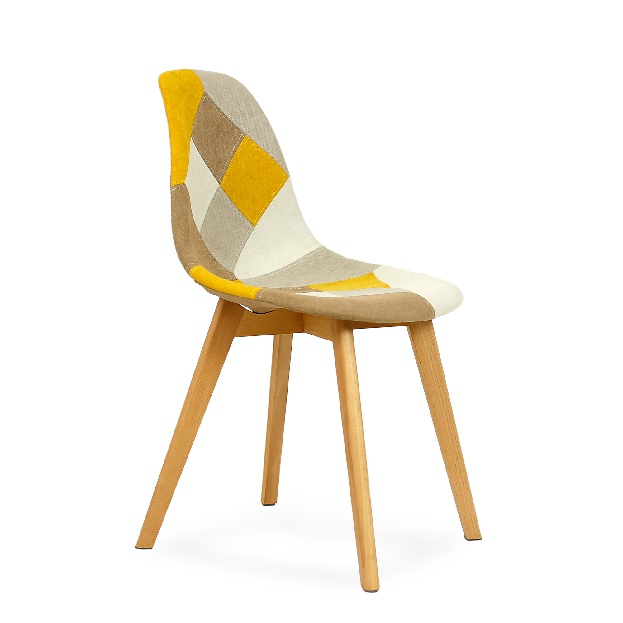 Стул N-17 Patchwork Barneo разноцветный, светлое дерево, ткань, дерево, мягкое сиденье, без подлокотников