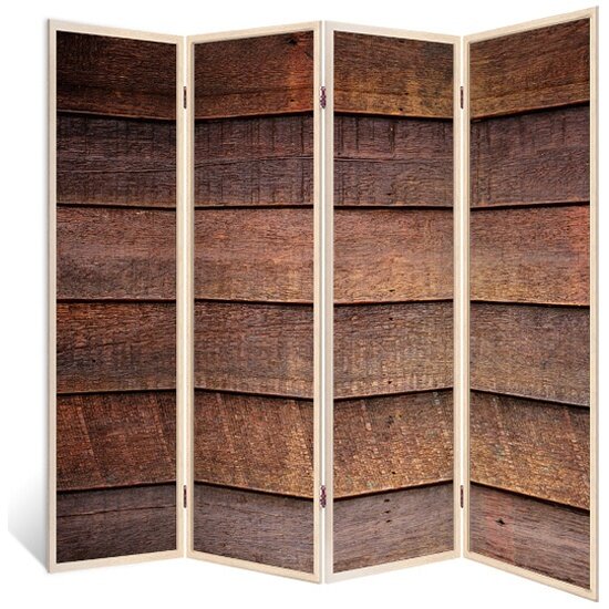 Ширма перегородка Декор Депо для комнаты деревянная "Лофт" двухсторонняя с картинкой (уют) 4 створки кремовый дуб 176х185 см 14 кг