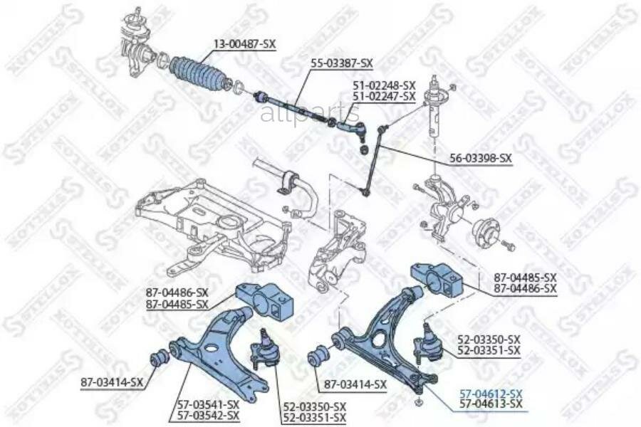 STELLOX 57-04612-SX Рычаг левый без шар. опоры