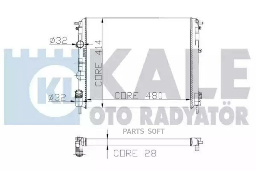 KALE 205600 Радиатор охлаждения для а/м Renault Logan (04-) 1.4i/1.6i А/С+ ()