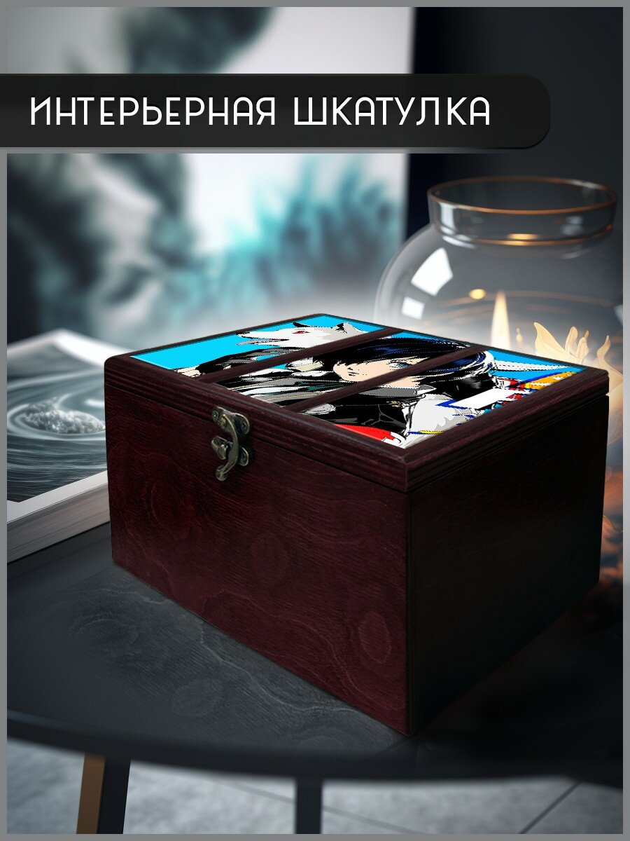 Шкатулка интерьерная вишня "Тройная" для украшений универсальная 22x17x12 см Игры Persona 3 (Аниме, футаба сакура, макото, хару, горо, акира, рюдзи, джокер) - 807