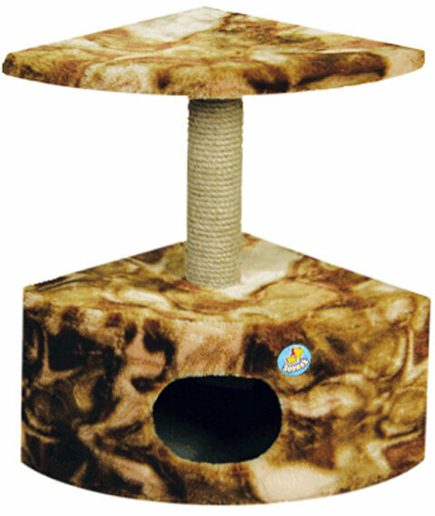 Дом для кошек круглый угловой Зооник цветной мех 43 х 43 х 67 см (1 шт)