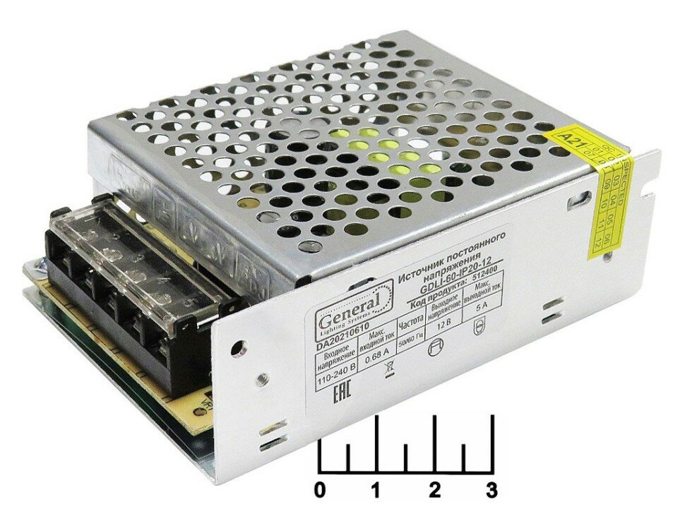 Блок питания 12V 5A 60W GDLI-60-IP20-12 General (512400)