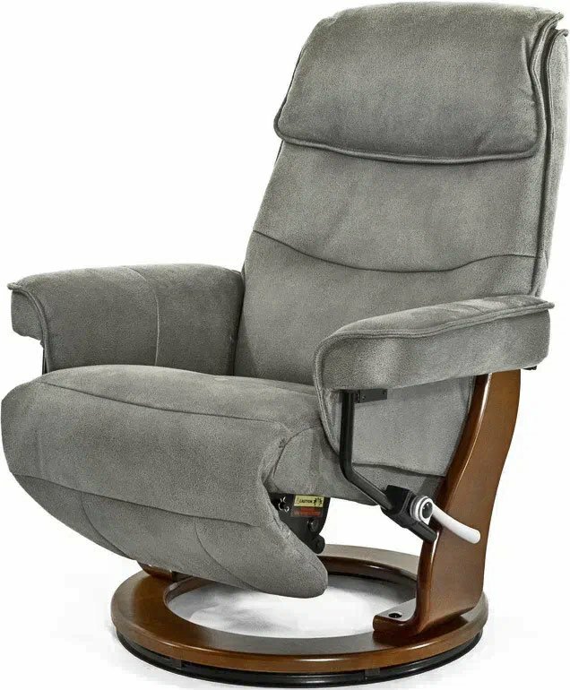 Мягкое кресло с реклайнером для дома и офиса Relax Rio Grey, натуральное дерево