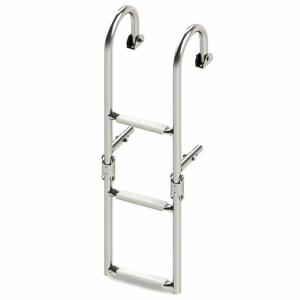 Трап складной с горизонтальным креплением, 3 белых ступени (ширина 220 мм.) (10268764)