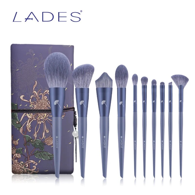 Набор кистей для макияжа LADES 10 шт. Brush with pouch