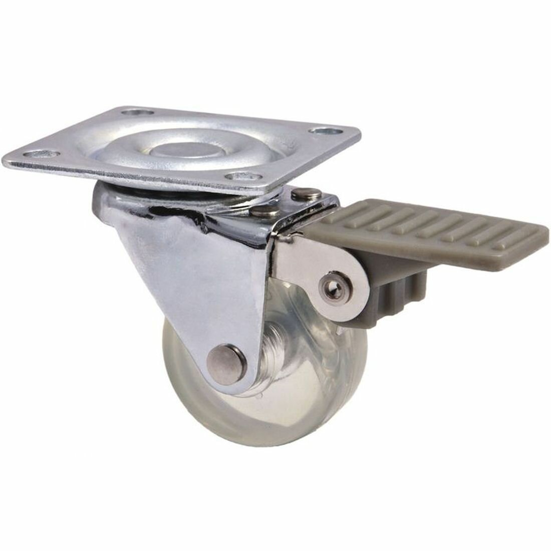 Колесо мебельное d35 с тормозом KM-AH35MM-00, прозрачное