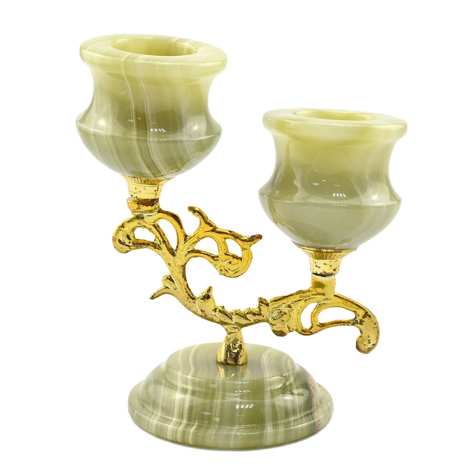 Подсвечник из камня оникс двойной 120*80*140мм. .