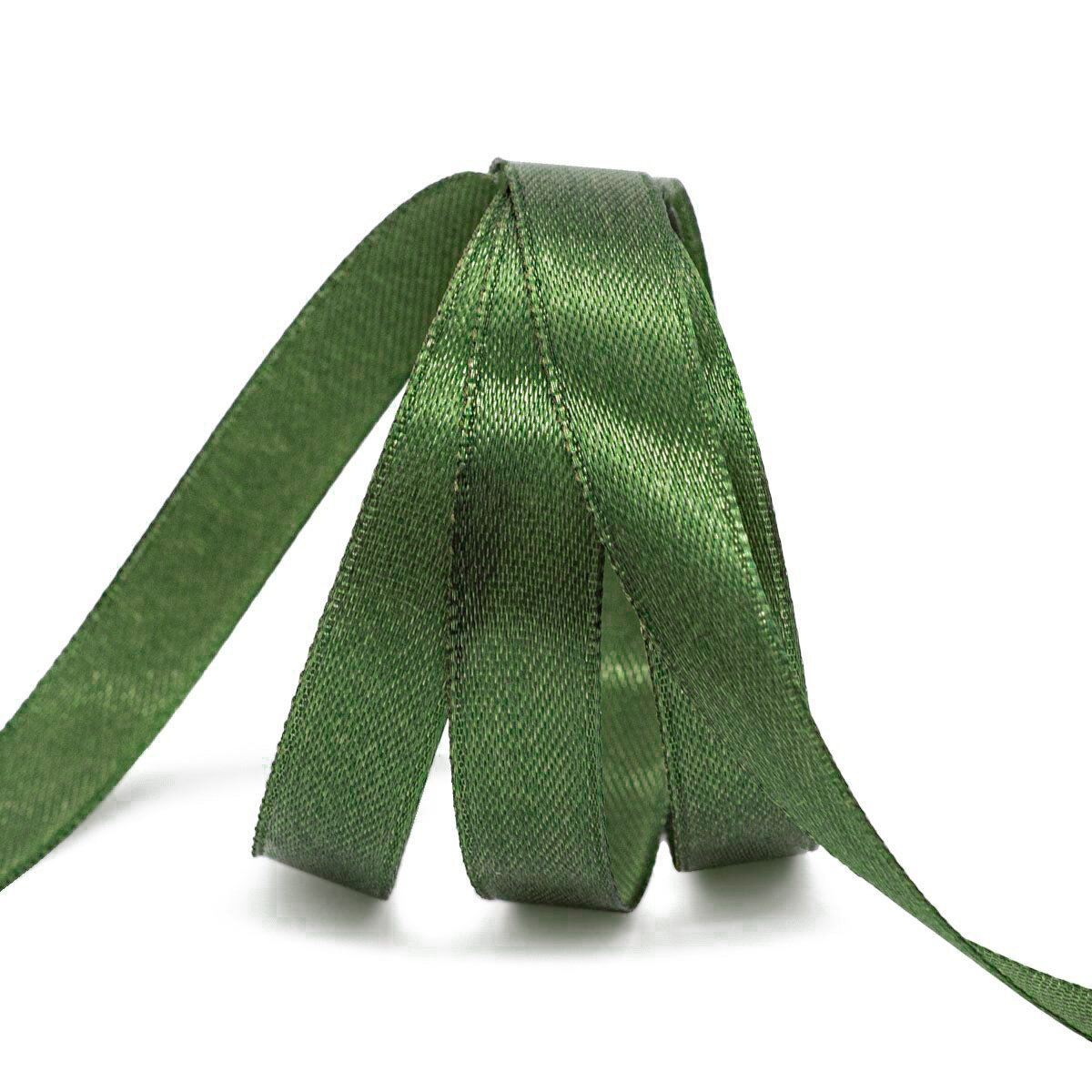 Лента атласная зеленая 1,2 см*22,86 м, упаковочная, для подарков, рукоделия и шитья, Айрис (105 темно-оливковая)