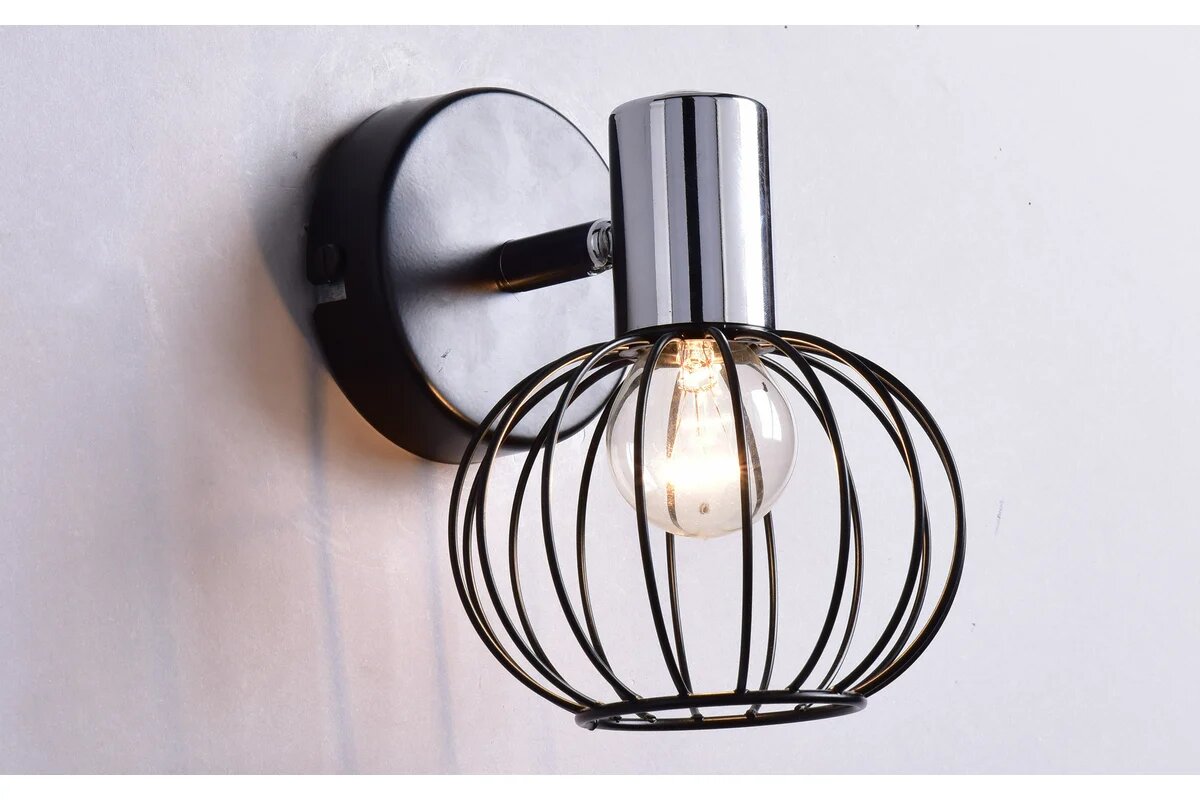 Россвет Бра 1x60Вт E14 РС22270 BK+CR/1W настенный светильник в м стиле