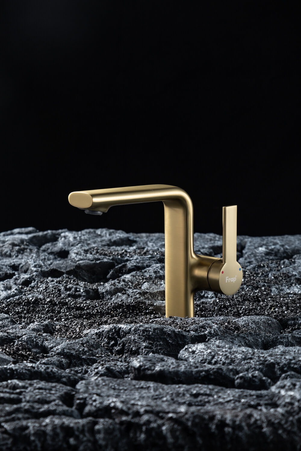 Смеситель для раковины FRAP F1088-3 золотой сатин, d30, латунь, гайка