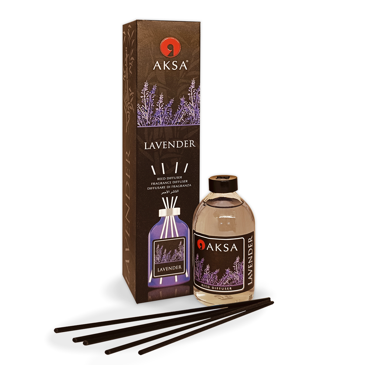 Ароматизатор для дома, Диффузор ароматический с палочками Aksa Lavender (Лаванда) 100мл