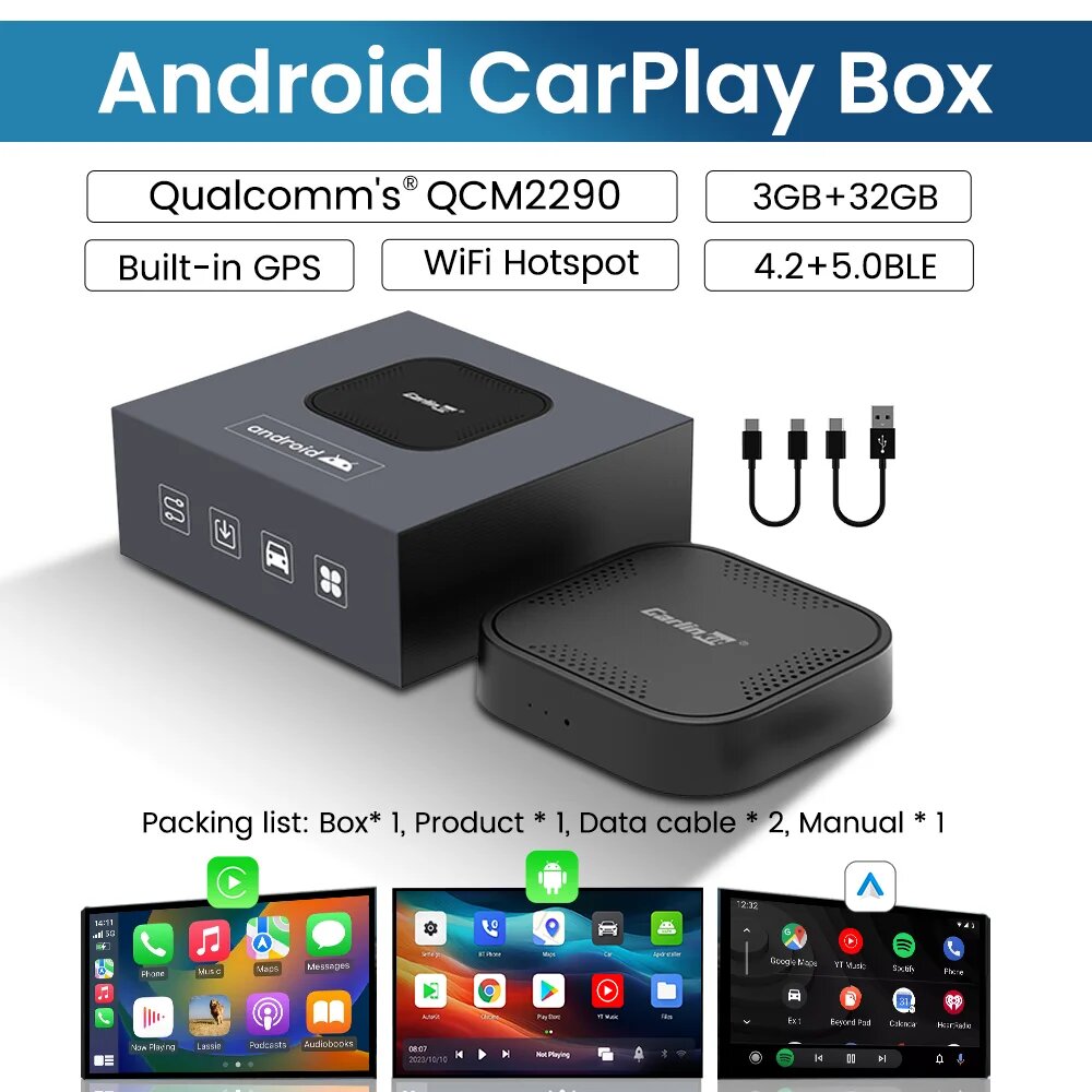 CarlinKit Wireless CarPlay Ai Box QCM2290 Android 11, Smart TV Box для Netflix, Youtube, беспроводная Android, авто CarPlay Box 5G WiFi